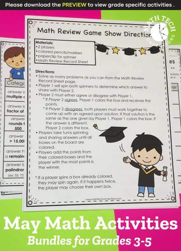 4th May Centers End of Year Math Activities, May Crafts, Games, Math Review