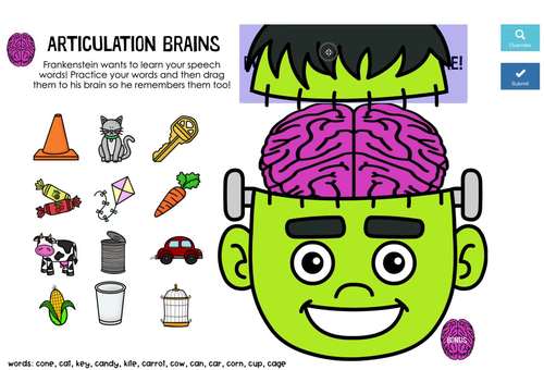 Articulation Brains! BOOM Cards (Early Sounds) ! Digital Speech Therapy