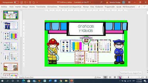 Graphs and tables in Spanish, Presentation in Power Point not editable