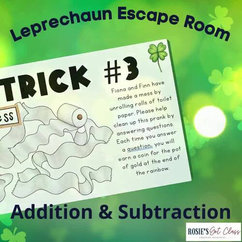 St. Patrick’s Day Leprechaun Escape Room - Task Cards for Math Centers ...