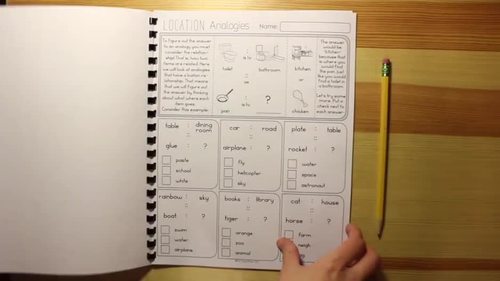 Analogies No Prep Worksheets, Print and Go, Homework, Illustrated