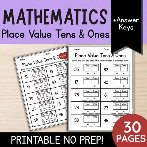 Place Value Tens and Ones & Expanded Form | 1st and 2nd Grade | TPT