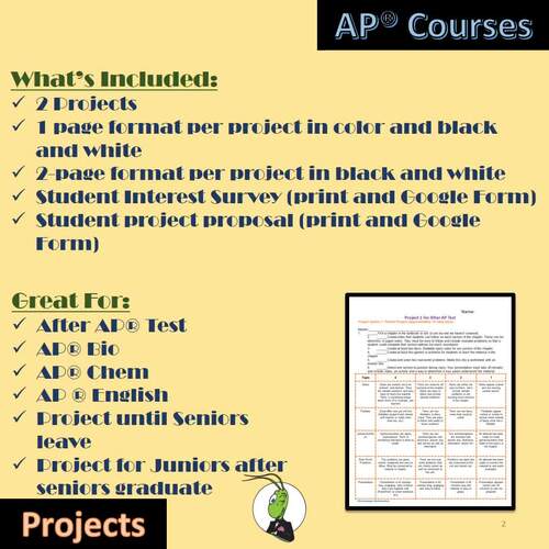Project for After Test | End of Year | English | Stats | Chem | Bio