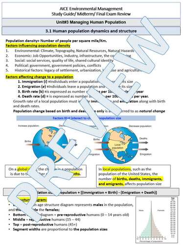 Midterm Review/ Final Exam Study Guide Unit#3 Managing human population