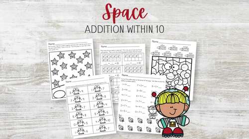 Outer Space Theme Math Worksheets * Addition within 10 * Morning Work ...