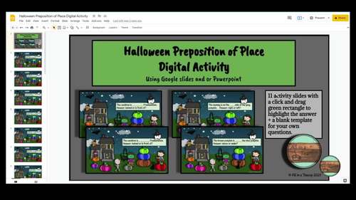 Halloween Preposition of Place Digital Activity by All in a Teacup