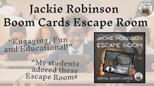 Jackie Robinson BOOM Cards Escape Room | Digital ELA Reading Activity