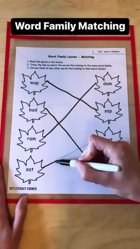 Short Vowel Word Families Leaves and Pumpkins by SLP Literacy Corner