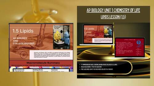 AP Biology UNIT 1 Chemistry of Life 1.5 Lipids Lesson Guide | TPT