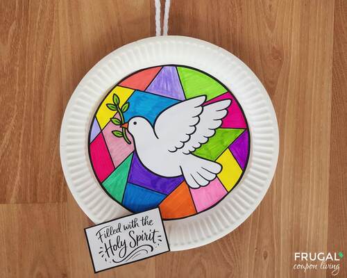 Holy Spirit Dove Craft, Kids Pentecost Sunday Activity, Stained Glass ...