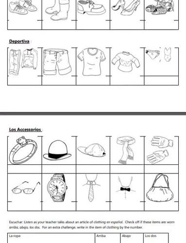 La Ropa - Spanish Clothing Lesson w/Listening, Spk, Notes ...