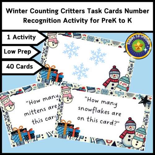Winter Counting Critters Task Cards Number Recognition Activity for ...