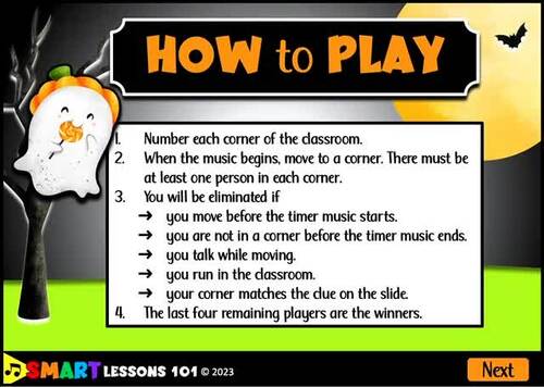 FOUR CORNERS HALLOWEEN NOTE READING Game | Four Corners Game | Music 4 ...