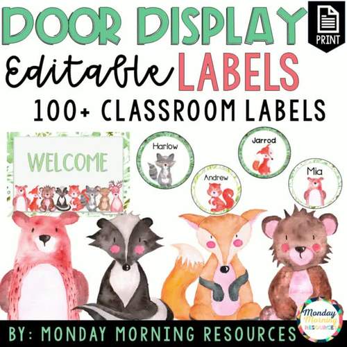 Woodland Animal Welcome Door Display -Back to School Classroom Decor