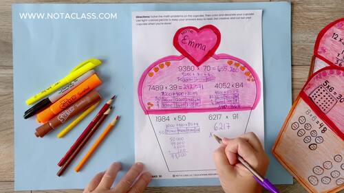 5th Grade Cupcake Math Craft Valentines Day Multiplication Activities ...