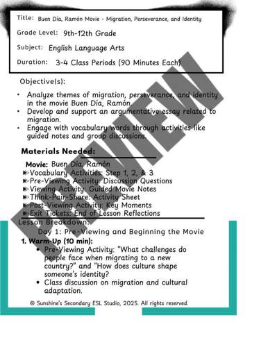 "Buen Día, Ramón" Movie Guide, Activities, & Argumentative Essay