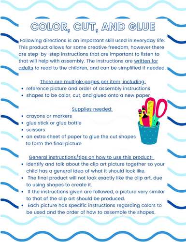 Summer Fine Motor and Following Directions Art Activities by prek2kinder