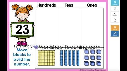 Boom Cards Math Place Value to 500 Base Ten Blocks Distance Learning