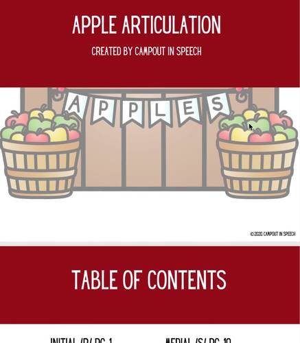 Apple Articulation by Campout In Speech | TPT