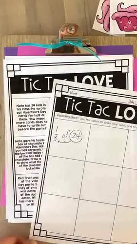 Valentine's Day Math Activities Centers Games February Fractions 3rd ...