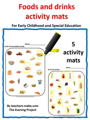 Food and drinks activity mats for Autism, Special Education and Early ...