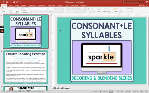 Decoding and Blending Board Slides - Consonant + le (Cle Syllables)