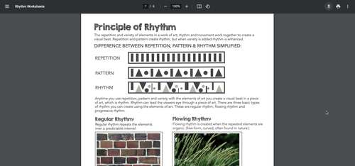 Principles of Design Worksheets - Principle of Rhythm Worksheets - Mini ...