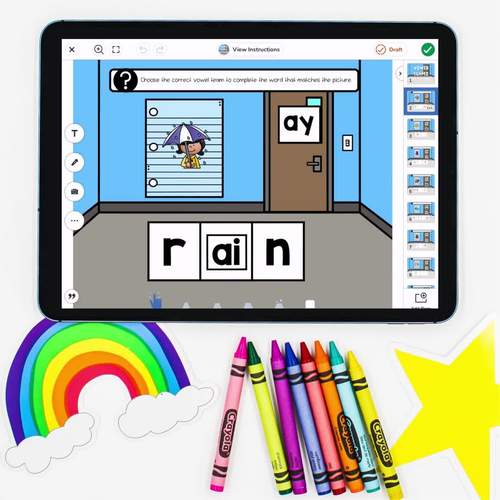 Digital Literacy Centers | Vowel Teams & Diphthongs | For Seesaw