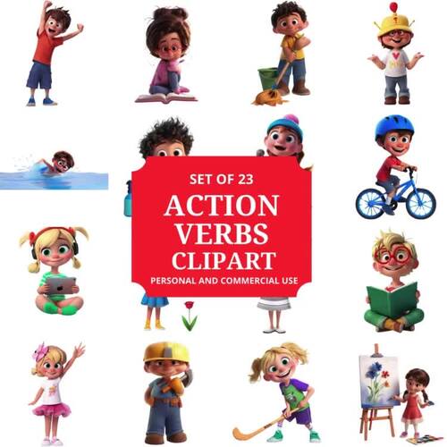 Action Verbs Clipart | Commercial Usage | 19 Images by BRAINZe | TPT
