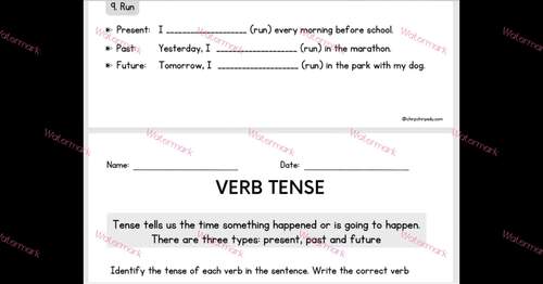 Verb Tense Practice Worksheet| identify past, present, future tense in ...