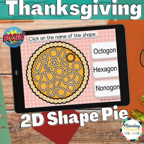 Thanksgiving Math Geometry 2D Shape Word Match Pie Digital Resource