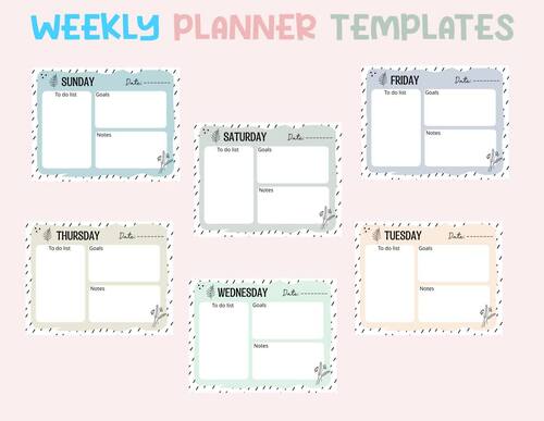 Printable Boho Weekly Planner Templates for Teachers, Weekly Schedule ...