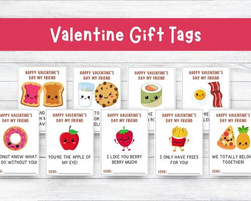 Valentine Gift Tags for Kids Classroom Treat Bags | Cute Pun Tags for ...
