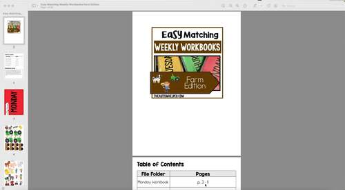 Easy Matching Weekly Workbooks - Farm Edition by The Autism Helper