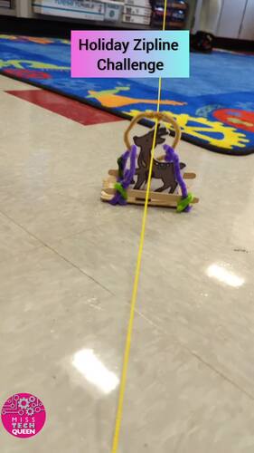 STEM Activities Zipline December Reindeer Gingerbread Man Christmas Holiday