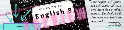 Welcome to English 8 Google Classroom Banner Header ANIMATED! | TPT
