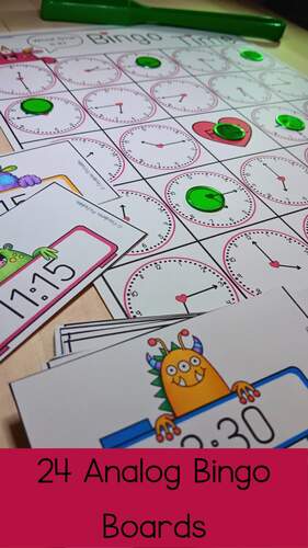 Telling Time Bingo Math Centers | Hour, Half Hour, Quarter Hour ...