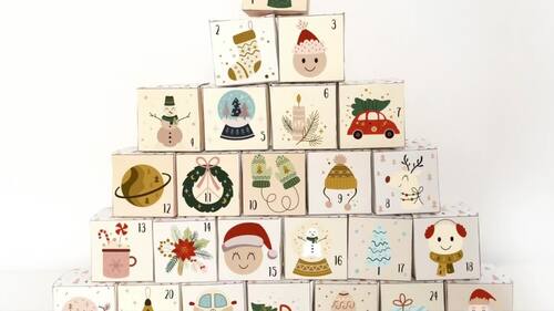 Advent Calendar Boxes & Activities, Christmas Countdown, Retro - Winter ...