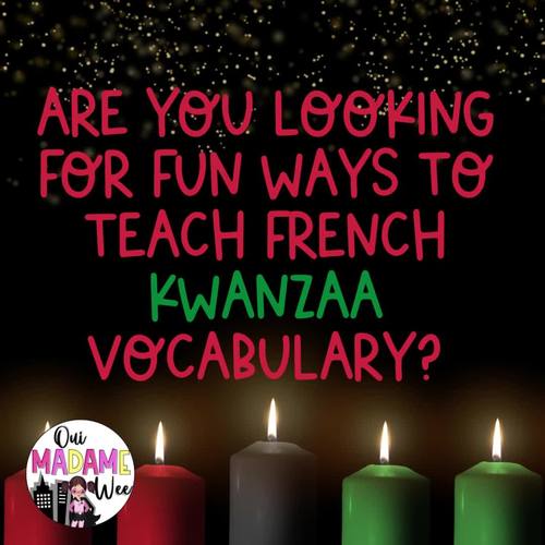 French Vocabulary Word Wall Cards - KWANZAA by Oui Madame Wee | TpT
