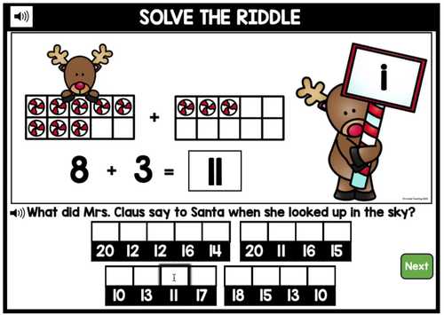 Math Riddle Christmas Boom Cards (Distance Learning) by United Teaching