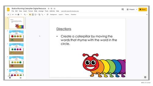 Build a Rhyme Caterpillar Digital Activity | Distance Learning by Mrs ...