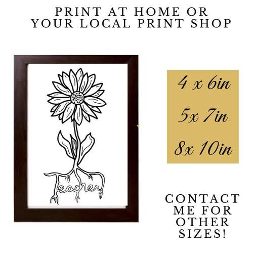 Black & White Teacher Daisy Flower Print | Classroom Decor by Teaching ...
