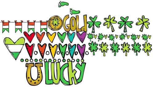 St. Patrick's Day page breaks clip art, shamrock clip art, COLORED Version