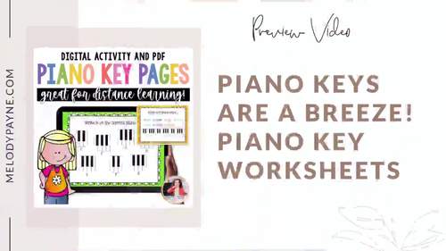 Distance Learning Piano Keys Worksheets: Keys Are A Breeze! PDF & Digital