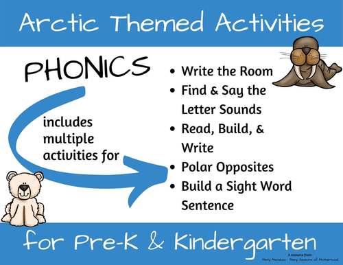 Arctic Animals Themed Phonics Activities for Preschool and Kindergarten