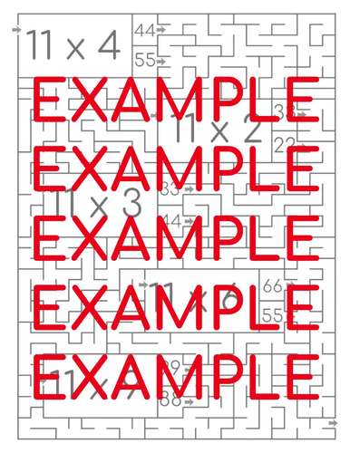Math Facts Practice Maze Worksheet for 11s Fluency | Digital and Printable