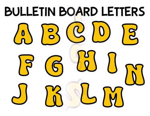 Printable Yellow Bulletin Board Letters Wall Display, Large Alphabet ...