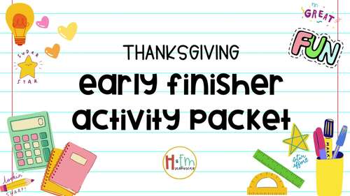 Thanksgiving Activity Packet │No Prep │Early Finisher │Independent ...