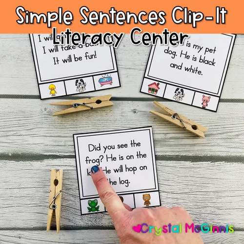 I Can Read Simple Sentences Literacy Center (Clip It Cards Literacy Center)