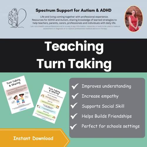 Taking Turns Social Skill Development Posters Support Autism Kids with ADHD